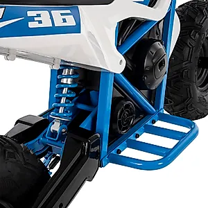 Huffy CR8-R Electric Mini Bike for Teens, 19MPH Max Throttle Speed, Full Suspension, 350W Motor and 36V Battery, Ages 14+, Max Weight 130lbs., Kickstand Included, Blue Racing Graphics