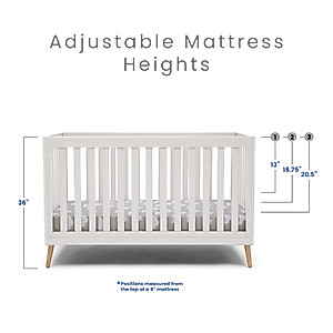 Delta Children Essex 4-in-1 Convertible Baby Crib, Bianca White with Natural Legs