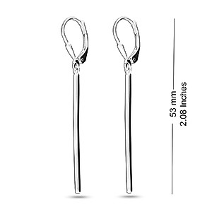 Charmsy 925 Sterling Silver Jewelry Lightweight Vertical Bar Leverback Drop Dangle Earrings for Women 53mm