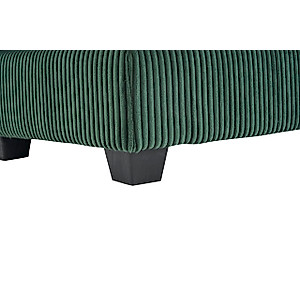 DERCASS Corduroy Single Sofa with 2 Toss Pillows and Ottoman,56.3 Inch Comfy Sofa- Deep Seat Couch for Living Room (Green)