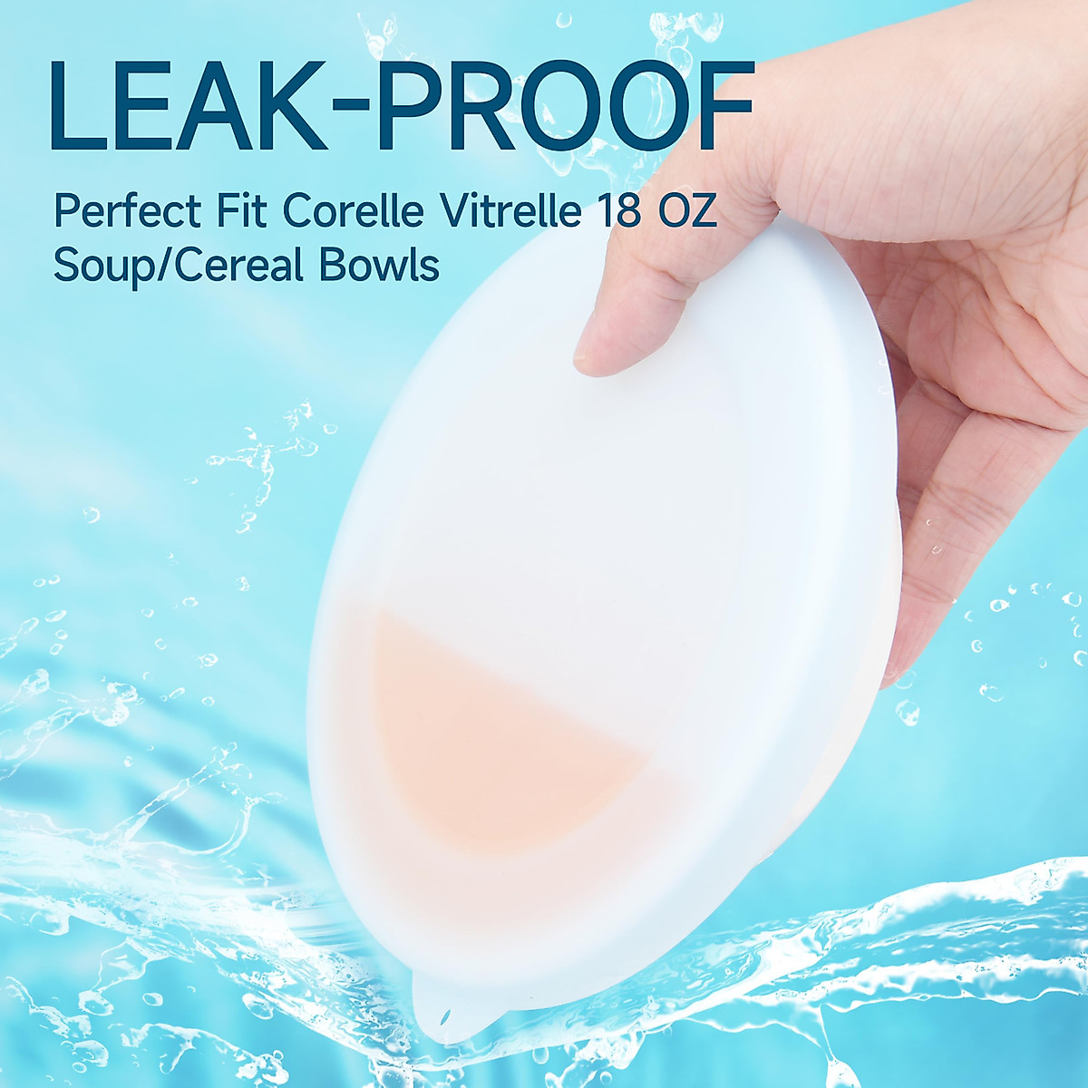 KIICII 4 Pack Silicone Lids for Corelle Vitrelle 18-Oz Soup/Cereal Bowls, Freezer & Microwave & Dishwasher Safe (Bowl not included)