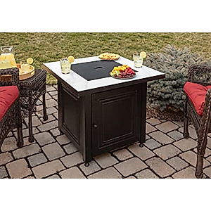 Endless Summer, The Bristol, Square 30" Outdoor Propane Fire Pit, Includes Black Fire Glass, Table Insert, & Protective Cover