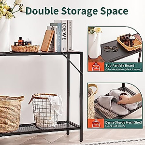 Yoobure Entryway Table, 41.7'' Console Tables for Entryway, Narrow Console Table with Power Outlet, Sofa table with Shelves, Industrial Entry Table for Living Room, Foyer, Hallway Table Entrance table