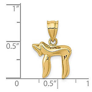 14k Yellow Gold Solid Chai Charm Pendant