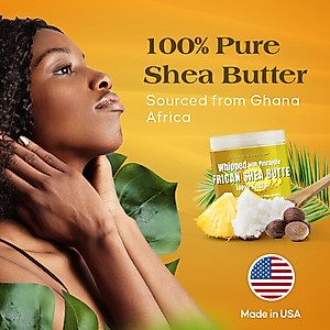 RA COSMETICS Whipped Shea Butter Pineapple - 12oz | 100% Pure & Natural African Shea Butter for Men & Women - Ultimate Handcrafted Moisturizer with Essential Vitamins for Radiant Skin & Luscious Hair