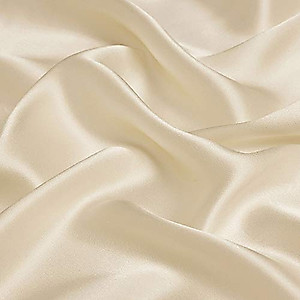 Champagne 100% Pure Silk Solid Color Charmeuse Fabrics by The Pre-Cut 1 Yard for Sewing Width 44 inch