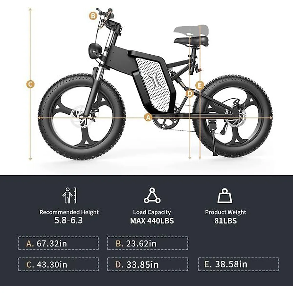 X20 Electric Bicycle, 20" 2000W Electric Bike for Adults, 48V 25AH Removable Battery, Up to 30 MPH, Snow Beach Mountain E-Bike with Dual Hydraulic Shock Absorber& Pedal Assist
