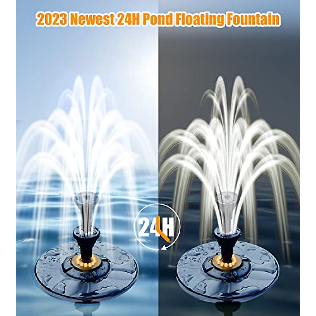 SZMP Floating Pool Fountain 2023 Upgraded, 6W Waterfall Fountain Light Show with 2 Sprinkler Modes, Pond Water Fountain for Above Ground Pool, Pond, Lake, Garden, Outdoor-32.8ft Power Cord & Adapter