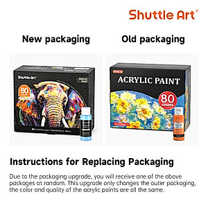 80 Colors Acrylic Paint, Shuttle Art Acrylic Paint set with 12 Paint Brushes, 2oz/60ml Bottles, Rich Pigmented, Water Proof, Premium Paints for Artists, Beginners and Kids on Canvas Rocks Wood Ceramic