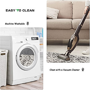 Moynesa Washable Area Rug- 3x5 Moroccan Entryway Throw Rug Non-Slip Kitchen Carpet Runner Modern Geometric Faux Wool Distressed Accent Mat Soft Floor Rugs for Living Room Bedroom Dining