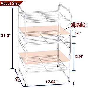 GEORIS 3- Tier Heavy Duty Wire Shelving Storage Rack | Modern Bathroom Shelf | Stackable Plant Standing Shelf Unit | Perfect for Kitchen, Living Room, Balcony | White