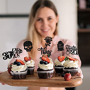 24 Pack RIP 20s Cupcake Toppers Death to My 20s Cupcake Toppers RIP to My 20s Birthday Decorations Death to My Twenties Party Decorations Men Women 30th Birthday Cupcake Toppers Party Decorations