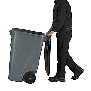 Rubbermaid Commercial Products BRUTE Rollout Trash/Garbage Can/Bin with Wheels, 50 GAL, Blue, for Restaurants/Hospitals/Offices/Back of House/Warehouses