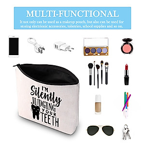 Dentist Gift Dental Hygienist Gift Dental Assistant Gift I’m Silently Judging Your Teeth Dental Graduation Zipper Pouch bag (Judging Your Teeth Bag)