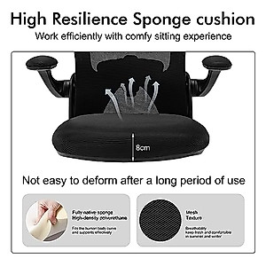 Apusen Ergonomic Home Office Desk Chairs Comfy Computer Gaming Chairs Mesh Arm Swivel Chairs of Adults for Home Office Bedroom(Black)