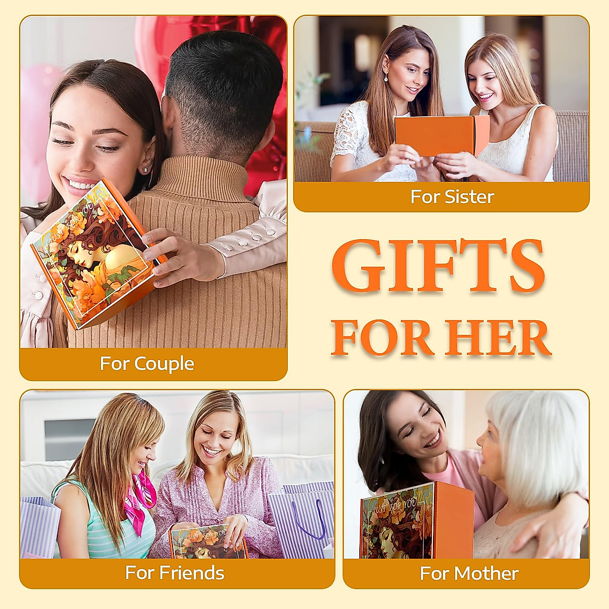 Gifts for Women, Mom, Wife, Girlfriend, Sister, Mothers Day, Birthday, Christmas, Valentine's Day Gifts-Lavender Spa Gift Basket Set(Orange)