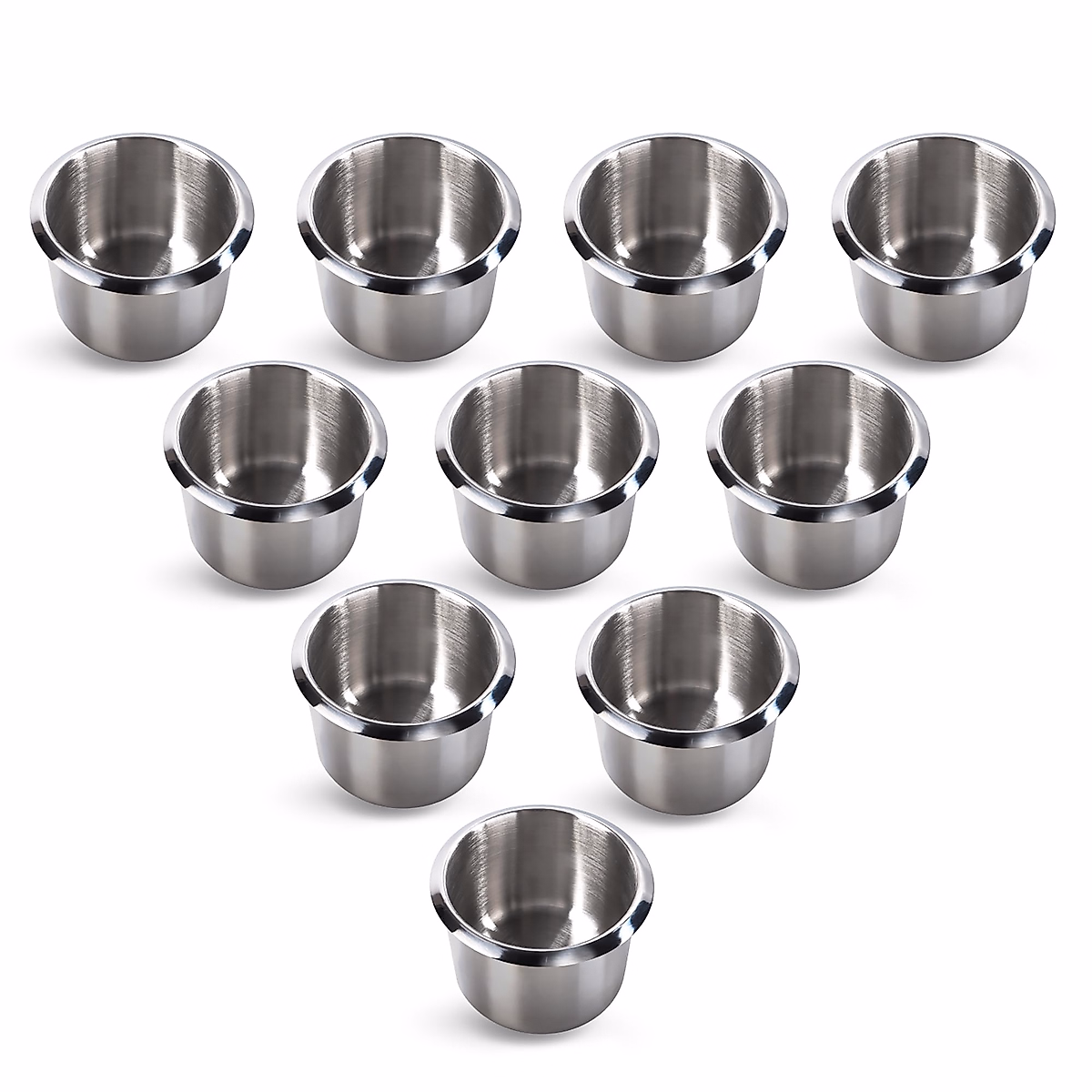 GSE Games & Sports Expert Stainless Steel Cup Holder, Drop-in Cup Holder for Casino Poker Tables, Work Desks, Boats, RVs, Cars & Trucks (10-Pack)