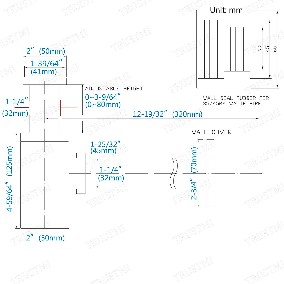 TRUSTMI Bottle Trap, Brass Decorative 1 1/4 Bathroom Sink P Trap, Large Body Round Lavatory Waste Drain Kit, Brushed Gold