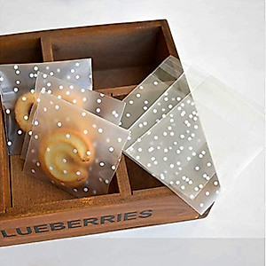 Self Adhesive Treat Bag 300Pcs 3 Different Patterns Self Adhesive Plastic Cookie Bags 100 Pcs Cherry Blossoms Bags, 100 Pcs Pink Rose Bags & 100 Pcs White Polka Dot Bags Gift DIY Plastic Bag