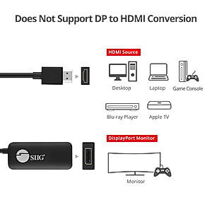 SIIG HDMI 2.0 to DisplayPort 1.2 4K@60Hz Converter Adapter, HDCP 2.2, Stereo Audio, USB-Powered, Not Compatible with Apple Studio Display (CB-H21811-S1)