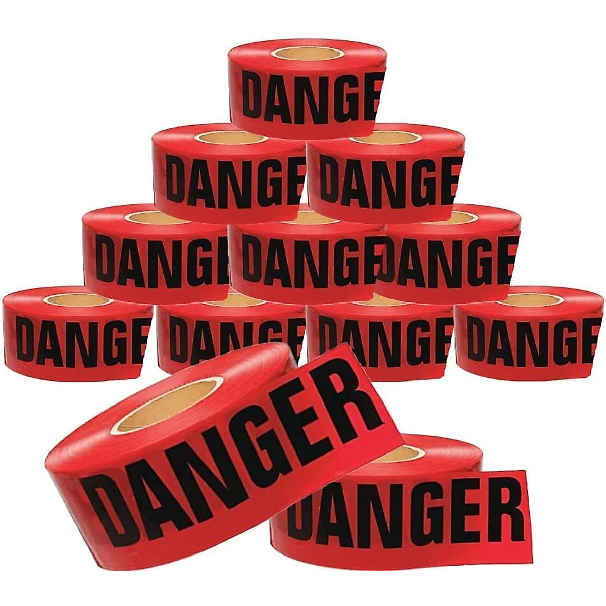Cordova Safety Products - T15211 Pro Pack Danger Barricade Tape - Set of 12 Rolls - Each Roll Measures 3" x 1000' - Red, 3"/1000' Red