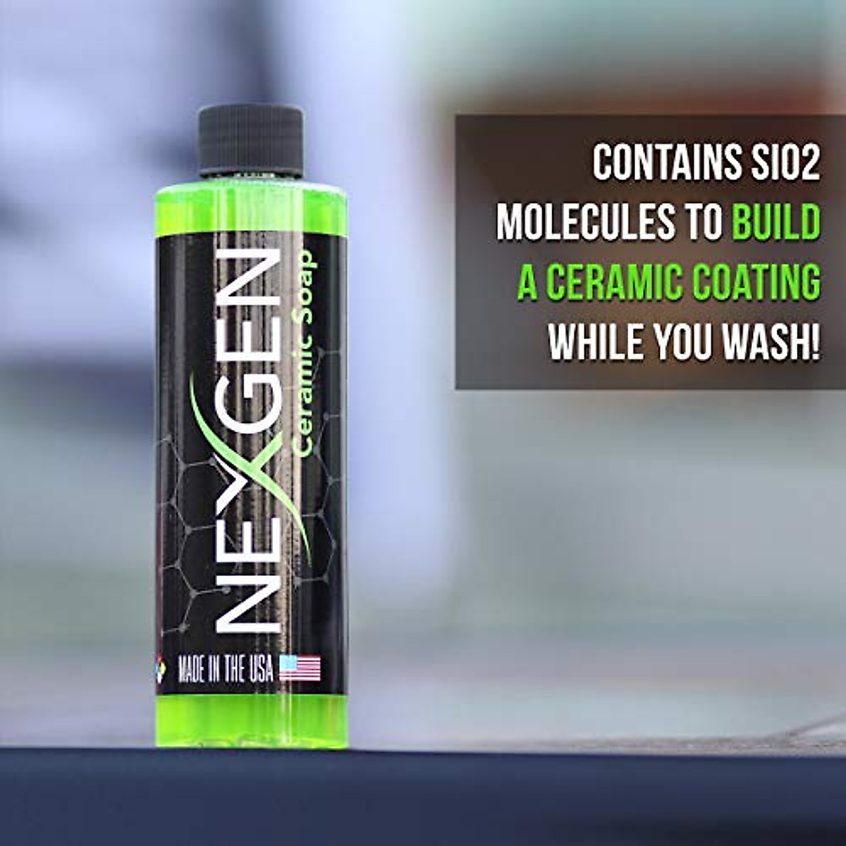 Nexgen Premium Ceramic Car Wash Soap - Build Ceramic Coating During Wash on Cars, Trucks, Boats and Bikes - SiO2 Shampoo Works with Foam Guns, Cannons, Pressure Washer, Bucket and Wash Mitt (8 oz)