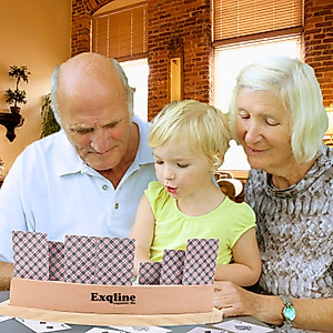 Exqline Curved Wooden Playing Card Holder Tray Rack Organizer Set of 2 Solid Card Holder for Kids Seniors - 13.8 x 1.9 x 2.4 Inch for Bridge Canasta Strategy Card Playing