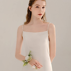 Yumikoo Rose Flower Wrist Corsage Bracelets - Prom Wedding Handmade Pearl White Corsage for Women