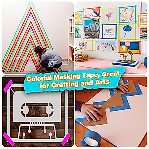 EDSRDRUS 8 Rolls Thin Painters Tape Total 176yards 1/8, 1/4, 1/2, 3/4 inch Width Masking Tape, Paint Tape, DIY Art TapeSmart Selection, 1.5" Large Core Easy to Work for Big Projects White Board Tape
