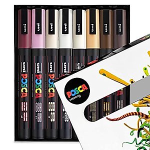 posca Colouring - PC-3M Warm Neutral Tones - Set of 8 - In Gift Box