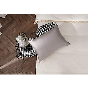 YOWMINGSILK 100% Natural Mulberry Silk Pillowcase Set of 2 for Hair and Skin with Hidden Zipper,19 Momme,600 Thread, Soft Breathable Smooth Both Sided Silk Pillow Cover(Grey,Standard20x27)