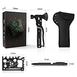 SUPOLOGY Multitool Gifts for Men Dad Husband Boyfriend Father Him, Camping Multitool Hatchet Hammer Pen Survival Multi Tool Card Axe Pliers Saw Screwdriver, Multipurpose Tool for Home Outdoor Hiking