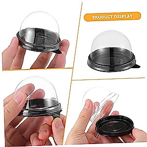 HEMOTON 100pcs Clear Gift Boxes Black Container Clear Cake Box Window Mini Muffin Holders Single Cupcake Containers Packing Box Plastic Boxes Tray Puffs Clamshell Single