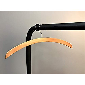 NAHANCO 40017HU Premium Retro-Style Wooden Shirt Hanger with Brushed Chrome Hook, Rounded Shoulders with Rubber Non-Slip Grippers, 16" Natural (Pack of 25)