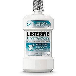 Listerine Whitening Plus Restoring Fluoride Rinse Clean Mint 946 mL (Pack of 2)