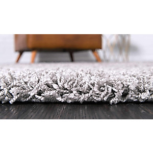 Unique Loom Solid Shag Collection Area Rug (8' x 11' Rectangle Cloud Gray)