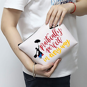 Mary Cosmetic Make up Bag Mary Gift Practically Perfect in Every Way Makeup Zipper Pouch Bag for Women (Practically Perfect)