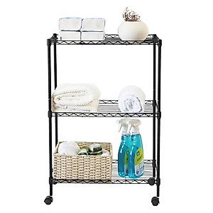 JOPESA Chrome 3-Tier Rolling Cart with Casters - Heavy Duty Utility Racks