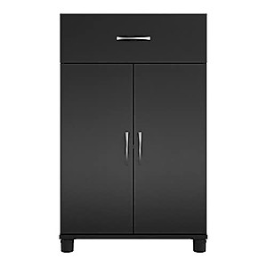 Pemberly Row Transitional 24" 1 Drawer/2 Door Base Storage Cabinet in Black
