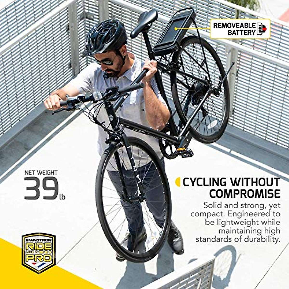 Swagtron Swagcycle EB-12 City Commuter Electric Bike with Removable Battery, Black, 700c Wheels, 7-Speed Shimano Gears