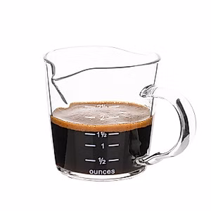 Espresso Shot Glass 70ML/2.3OZ Triple Pitcher Barista Double Spouts With Pouring Handle (1 Pack)