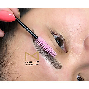 PACK OF 10 - Mellie Microblading Disposable Microblading Pen with Pigment Sponge Disposable Tool For Creating Eyebrows Microblading Supplies (Black, U18 .18mm)
