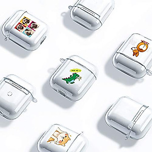 Akabeila Airpods Case Cover for Women Men,Compatible with Apple Airpods 2 Case Airpod Case Dinosaur Cute Clear Case Cases [Supports Wireless & Cable Charging] [with Carabiner] Anti-Fall Air Pod Case