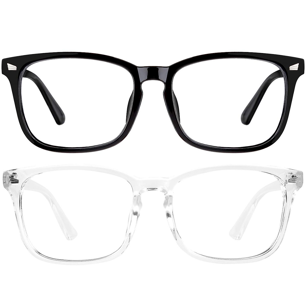 Amazon Essentials Unisex Blue Light & UV400-Blocking Glasses for Computer or Gaming, Black & Clear