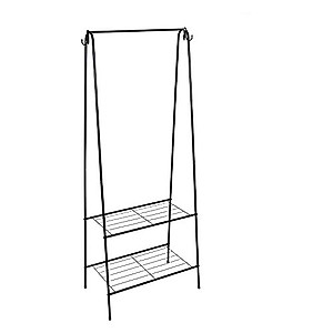 Organize It All Garment Rack with 2 Tier Shelving, Assembled Dimensions: 23. 7” x 14. 09” x 59. 06, Multi-Functional, Great for Storing Shoes, Space Saving, Freestanding,