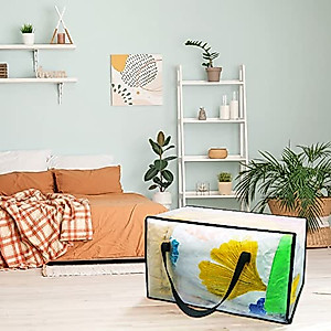 AMJ 3-Pack Clear Clothes Storage Bag with Reinforced Handle, Foldable Heavy-Duty Tote for Space Saving, Vinyl Storage Bag for Comforter, Blanket, Bedding, Duvet, Moving Totes (Clear)