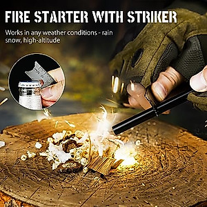 NedFoss Survival Knife with Fire Starter and Kydex Sheath, 9.25" Full Tang Fixed Blade Camping Knife with Sheath Horizontal & Vertical, Bushcraft Knife with G10 Handle for Outdoor, Hunting, Fishing