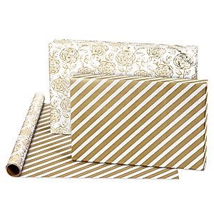 American Greetings Reversible Wedding Wrapping Paper, Bridal Designs (4 Rolls, 120 sq. ft.)