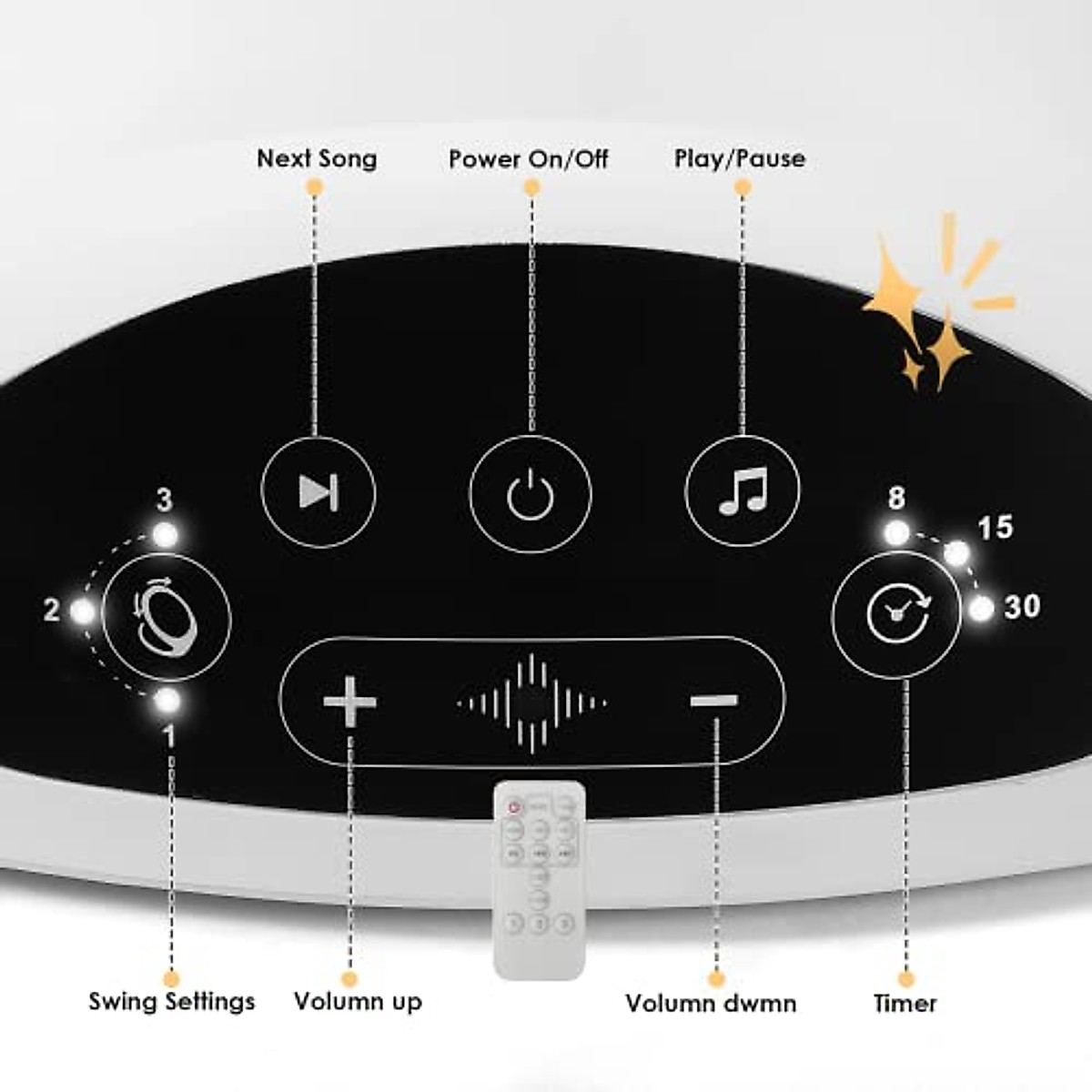 Baby Swing for Infants, Baby Rocker with 5 Point Harness, Bluetooth Support Baby Swing, 10 Preset Lullabies. 3 Speed Natural Baby Swing, Infant Swing with Remote Control and 3 Hanging Toys, Pink