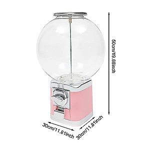 Gdrasuya10 Vending Machine, 18.11" Big Bubble Gumball Machine Lockable Candy Gumball Dispenser Machine Large Capacity Toy Vending Machine for 1.26inch Ball, Candy or $1 Coins, Pink